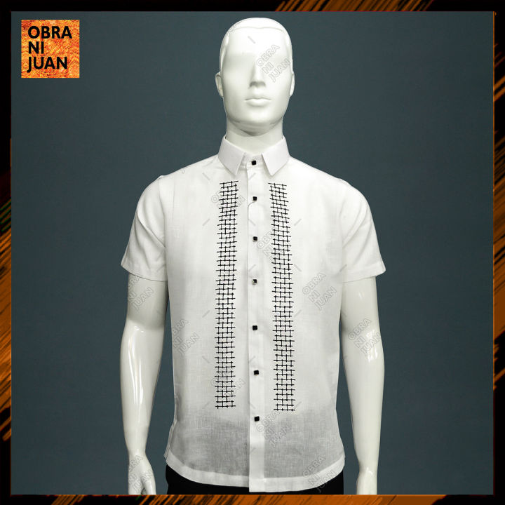Obra ni Juan Inno Fit (Regular Fit) Polo Barong with Borders - White ...