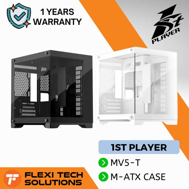 Flexi Tech 1ST PLAYER MV5-T TRANSPARENT Black & White PC Desktop M-ATX ...