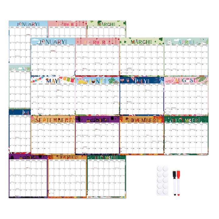 Licao Lighting Large Double-sided Calendar 2025 Double-sided Wall ...