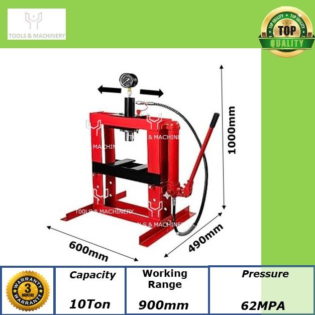 TH 10Ton 10 Ton 2 / Double Piston Pump Hydraulic Shop Press With Gauge ...