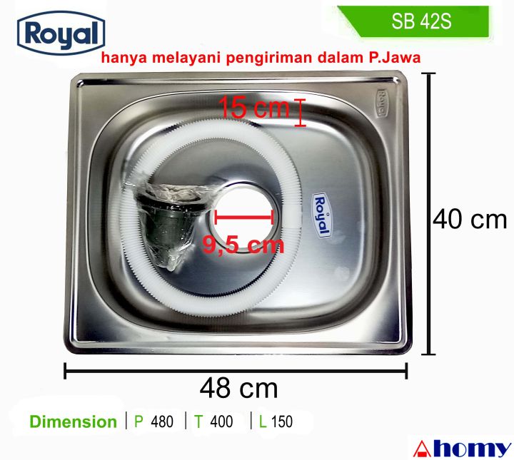 bak cuci piring 1 lubang royal SB42 S SB 42 tanpa sayap 48x40x15 sink ...