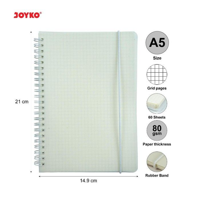 GRID SPIRAL NOTEBOOK A5 | JOYKO NB-700 | BUKU CATATAN KOTAK2 | SAMPUL ...