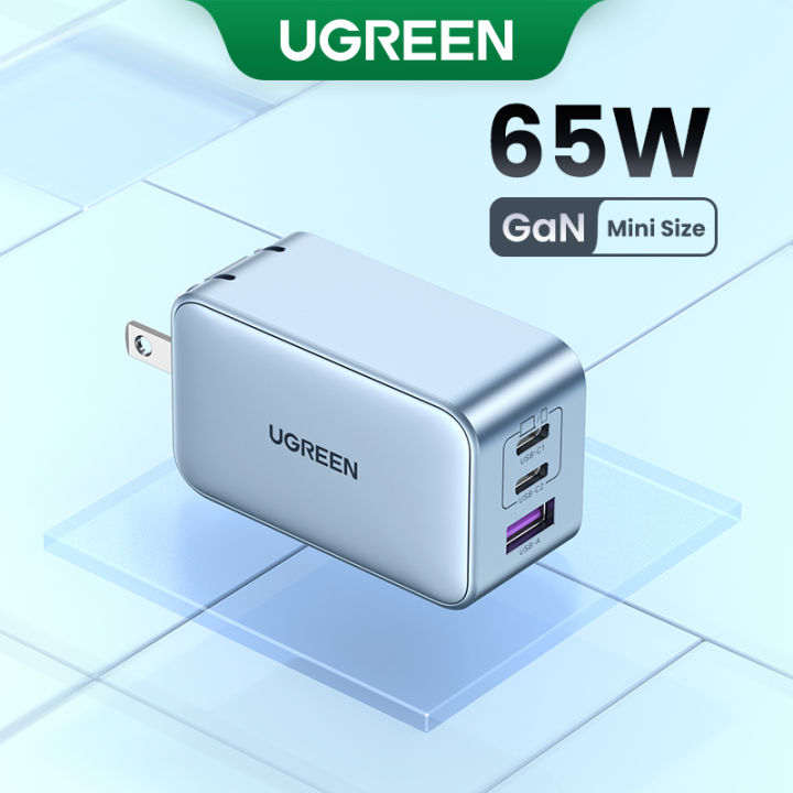 UGREEN 65W GaN Fast Charger 3 Ports mini Size for Tablet Cellphones ...