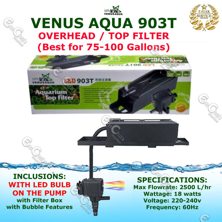 Venus Aqua LED 903T Top Filter w/LED Bulb 18watts (for 75-100 Gallons ...