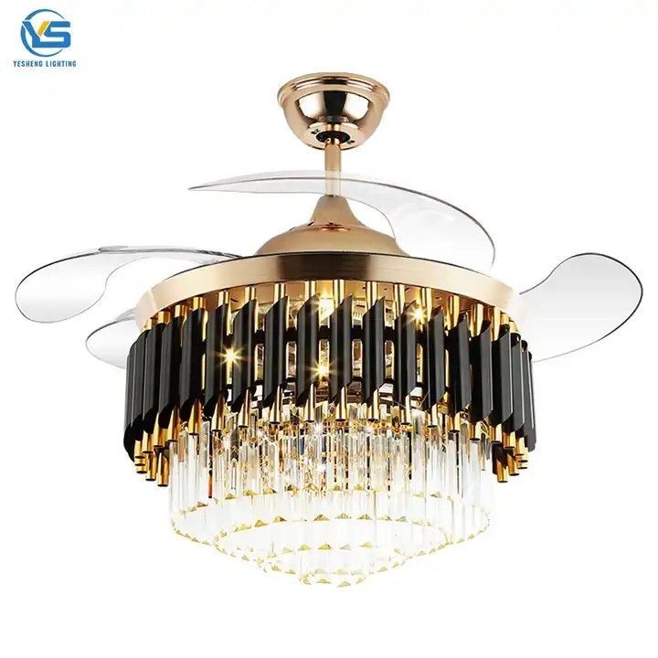 crystal ceiling fan with led light / kipas lampu led crystal DC MOTOR ...