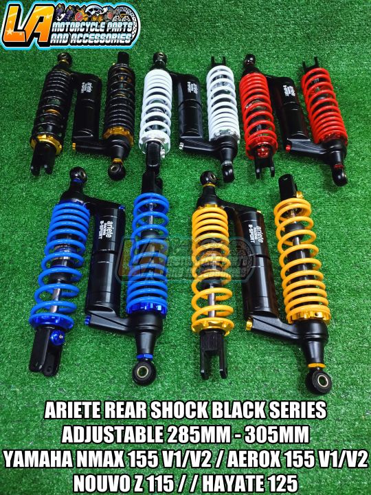 YAMAHA NMAX 155 / AEROX 155 V1 / V2 BLACK SERIES ARIETE REAR SHOCK WITH TANK ADJUSTABLE 285MM ...