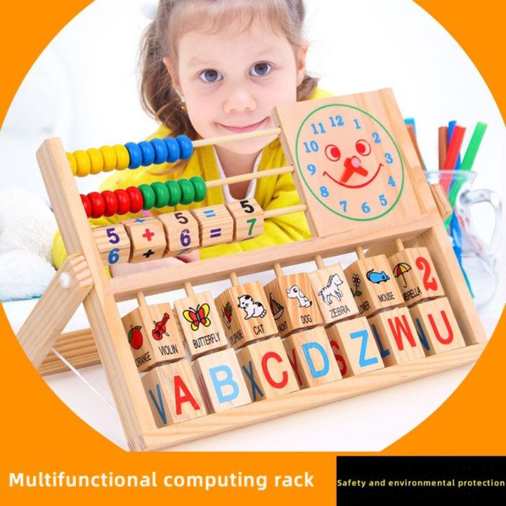 Children's multifunctional smiley face clock calculation rack toys ...