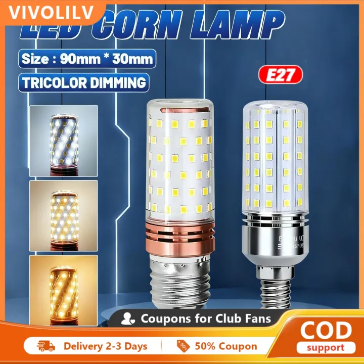 LVYIMAO 【2-3 Days Delivery】Led Tri Color Light Corn Bulbs Lamp 20w E27 ...
