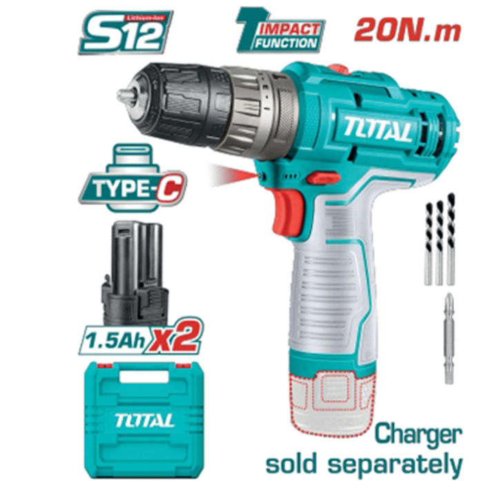 TOTAL สว่านกระแทกแบตเตอรี่ไร้สาย 12V #TIDLI12202 | Lazada.co.th