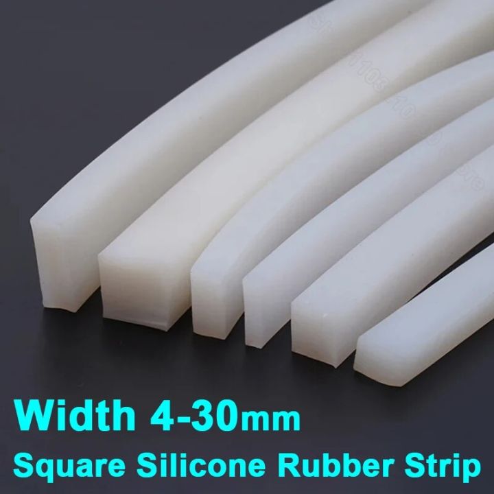 1Meter Silicone Rubber Strip Square White Anti Oil High Temperature Seal Gasket Rubber ...