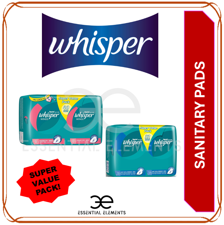 Whisper Heavy Flow Overnight Wing / Regular Flow Wing, Super value pack ...