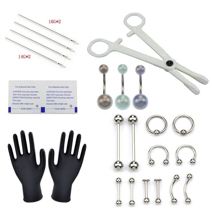 SUPE 1Set Body Piercing Tools Professional Piercing Kit Belly Body Ring ...