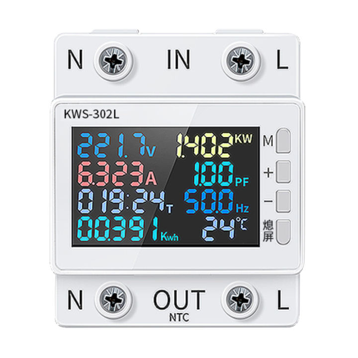 Geevorks Cảm biến thông minh tuya Wifi 8in1 Power Meter Màn hình màu 2P ...