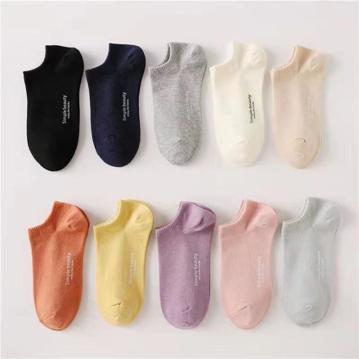 10 Pairs Korean Ankle Socks Candy Colors Casual Socks Cotton Fabric ...