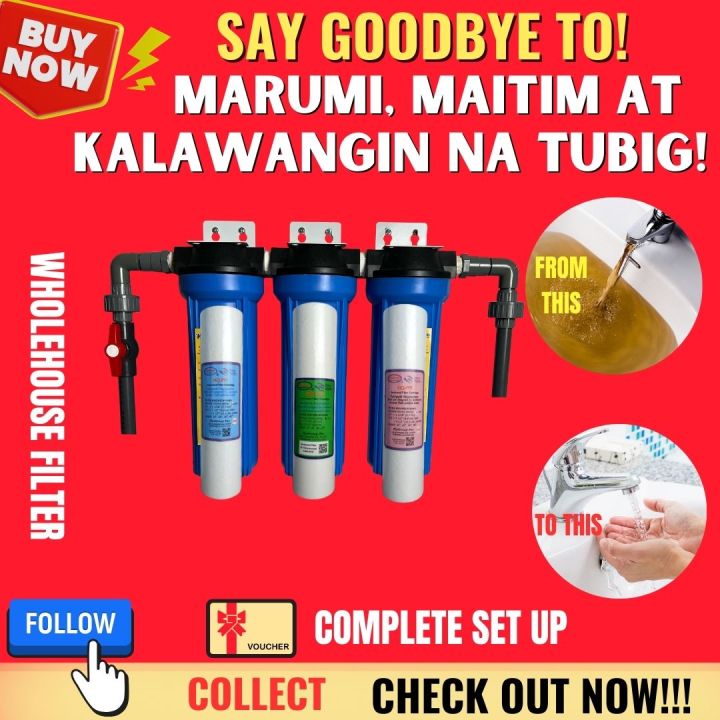 Water Filter 3 Stages 10" Slim Type NO BYPASS ideal for Residential ...
