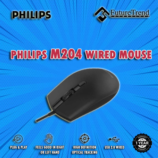 Philips M204 (SPK7204) 4 buttons,Optical Sensor and USB Wired Mouse ...