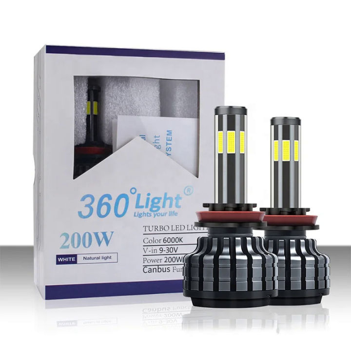 High quality 6sides H7 LED bulb 120W 360 degree super bright car headlights h4 H11 HB3 9005 auto ...