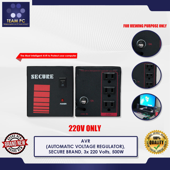 AVR (AUTOMATIC VOLTAGE REGULATOR), SECURE BRAND, 3x 220 Volts, 500W ...
