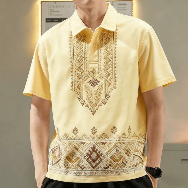 Polo Barong For Men Barong Tagalog Modern Retro Ethnic Tribal Shirt Men ...