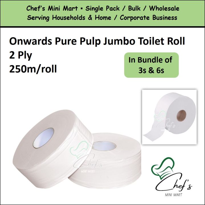 [SG STOCKS] Onwards Jumbo Toilet Roll Pure Pulp 2ply 250meters | Big ...