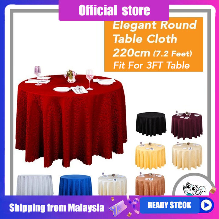 ACEVE DREAM READY STOCK 2.2M Round Damask Pattern Table Cloth Cover ...