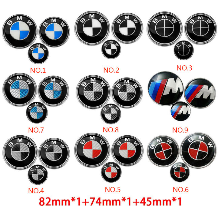 3pcs/set Original Logo For BMW 82mm Front Bonnet Emblem 74mm Rear Badge ...
