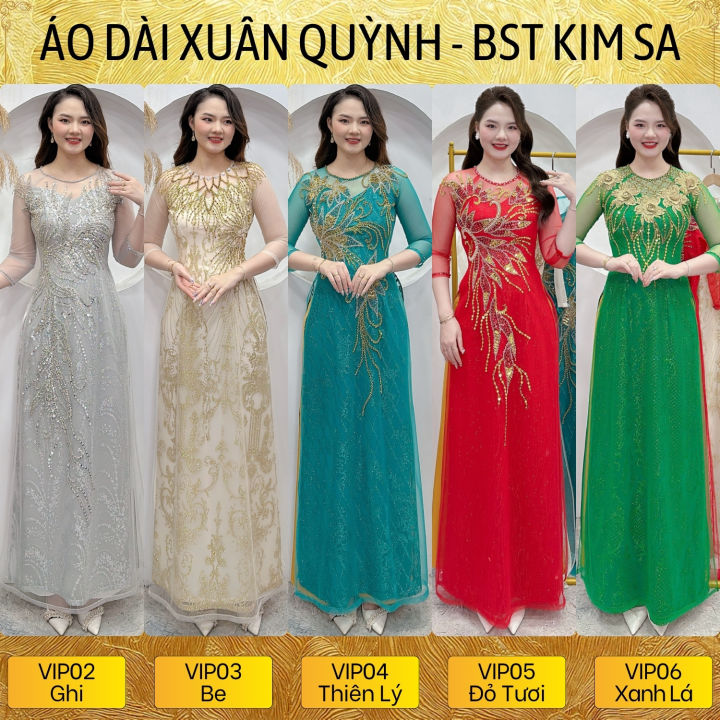 BST Áo Dài Kim Sa Sequin Lấp Lánh, Sang Trọng Thiết Kế 6 Tà Từ VIP02 - VIP06 - Áo Dài Xuân Quỳnh ...