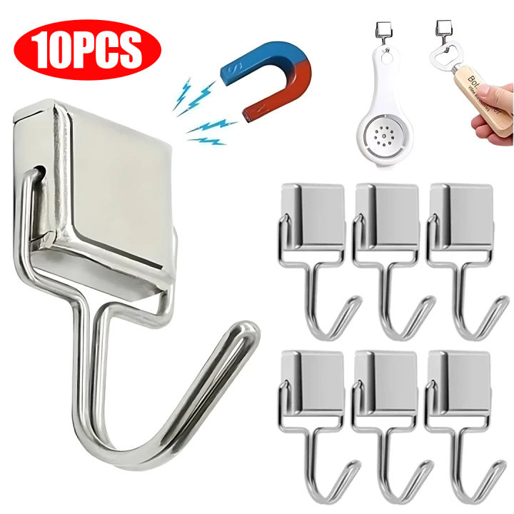 1-10Pcs Square Magnetic Hooks Multi-Purpose Load Bearing Storage Hook ...