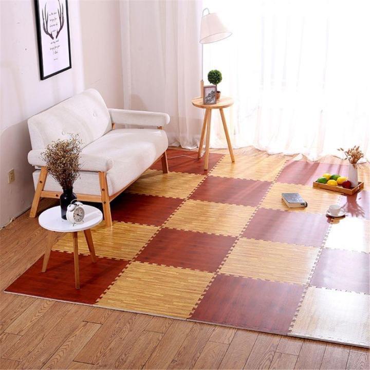 🧩🧩 YENYENLULU 🧩🧩 4 Pieces Wood Print/Plain Puzzle Playtime Rubber Mat ...