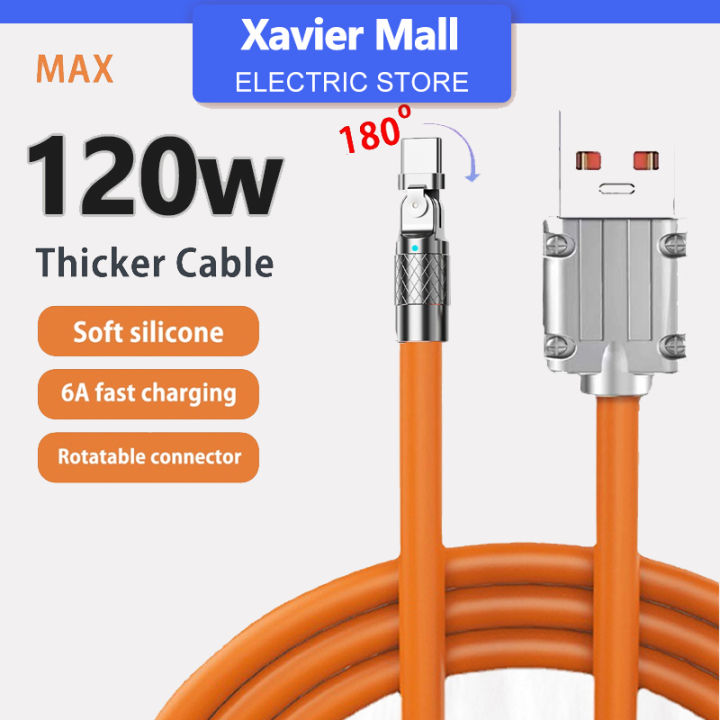【COD】Xavier 120W 6A Super Fast Charging Cable Liquid Silicone USB C ...