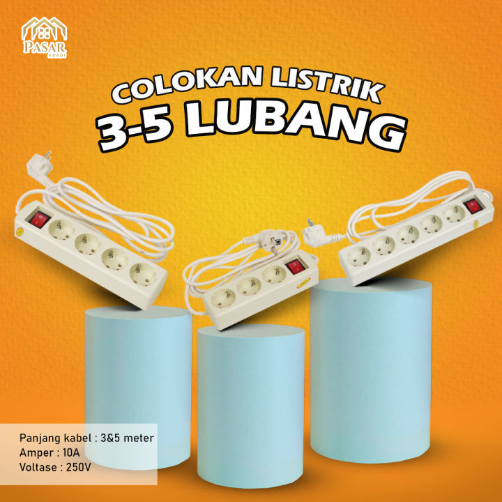 Stop Kontak Colokan Listrik 3 Lubang Terminal Listrik Colokan 5 Lubang ...
