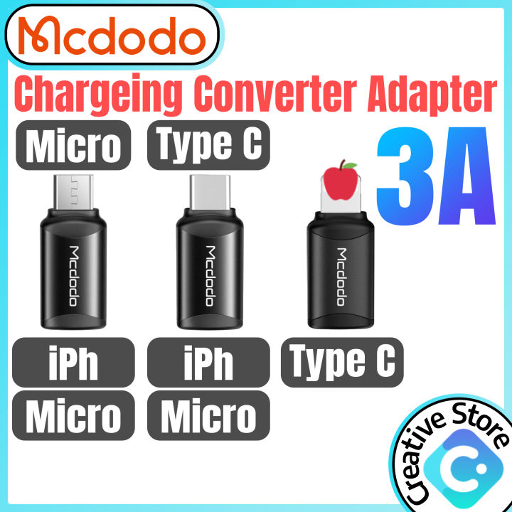 ORIGINAL MCDODO ADAPTER 3A CHARGING TYPE C USB C IP TO TYPE C USB C ...