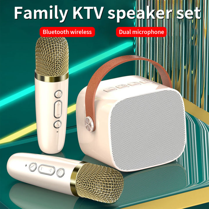 Wireless Bluetooth speaker with mic dual microphone Karaoke speaker with mic Portable 3D Stereo ...
