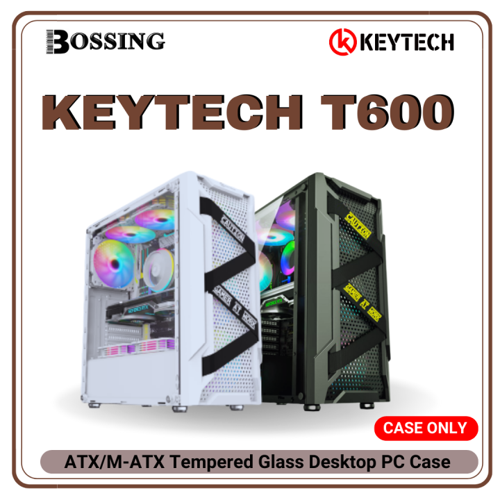 KEYTECH T600 ATX Tempered Glass Midtower Desktop PC Gaming Case | Lazada PH