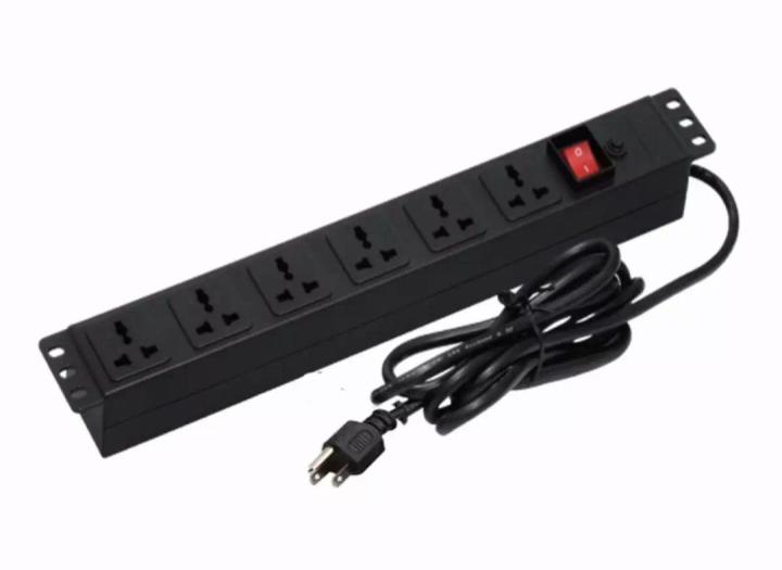 6 Slots Universal 19 Rack Mount PDU Power Distribution Unit Power Extension Outlet Power ...
