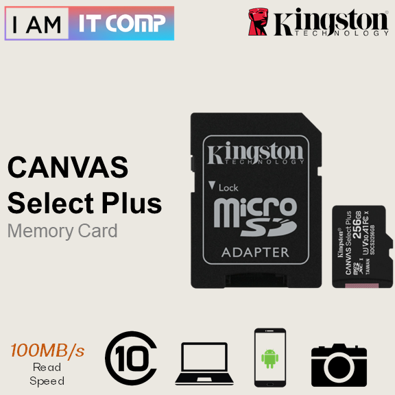 Kingston Canvas Select PLUS Micro SD Card 256GB / 512GB 100MB/s Memory Card with Adapter Class ...