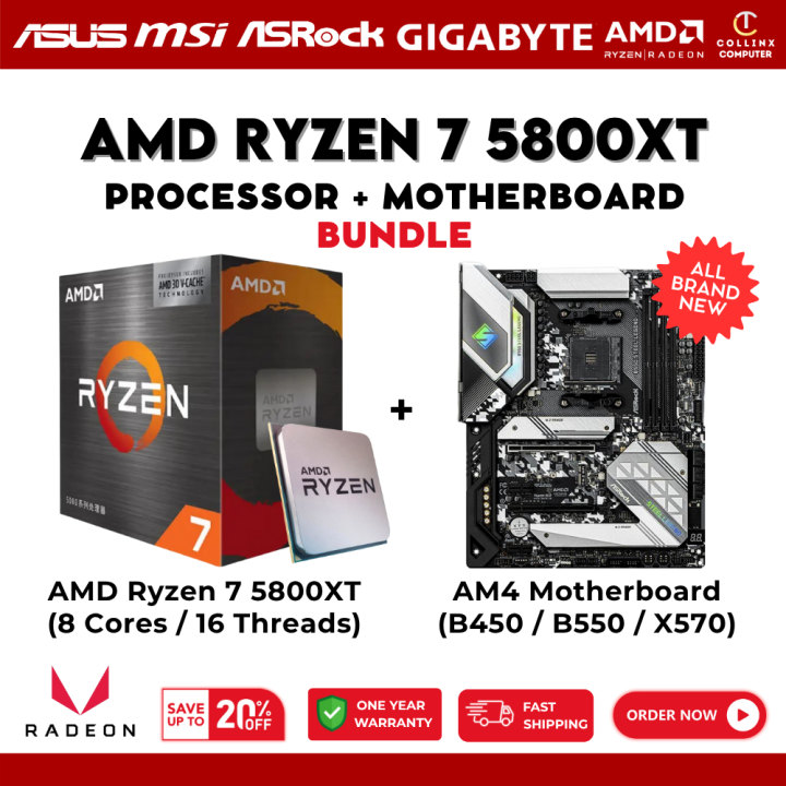 ( AMD Ryzen 7 5800XT Bundle ) Processor + Motherboard X570 B550M B450M ...