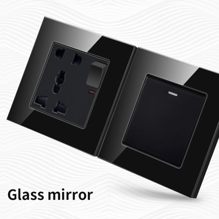FLKL Black Wall Switch Glass Panel 13amp Modern Lighting Switch ...