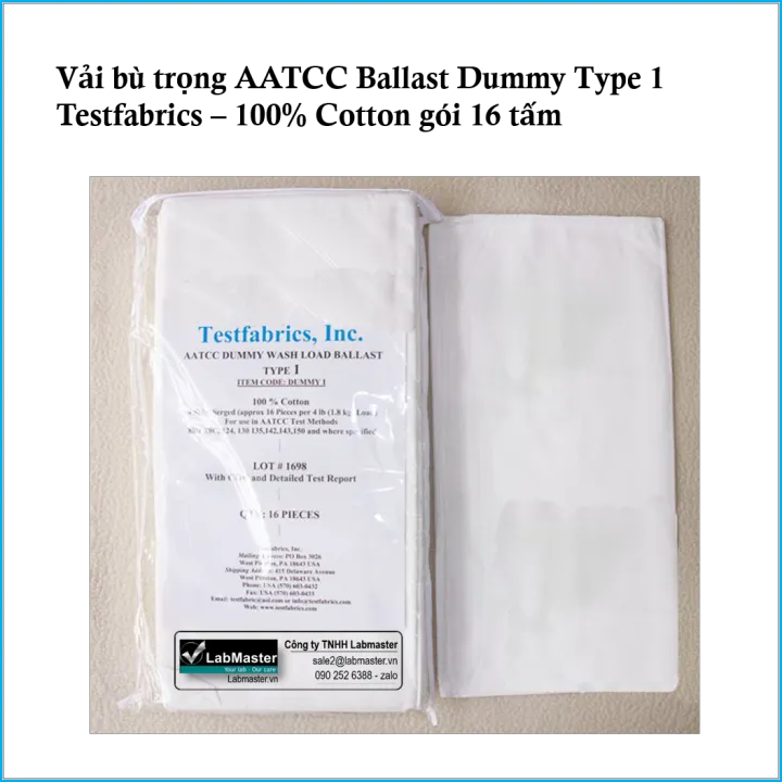 Vải bù trọng AATCC Ballast Dummy Type 1 Testfabrics – 100% Cotton gói ...