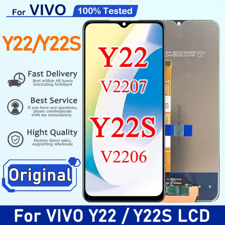 จอ LCD แบบดั้งเดิมขนาด6.55นิ้วสำหรับ VIVO Y22 2022 Y22S หน้าจอสัมผัสจอ ...