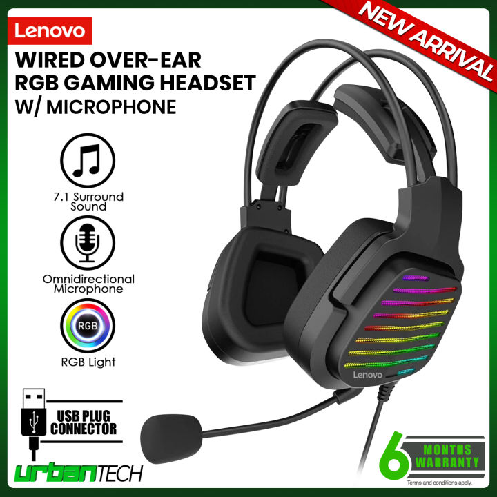 Lenovo G40 Wired Gaming Headset RGB Lighting Over-Ear Headphone with ...