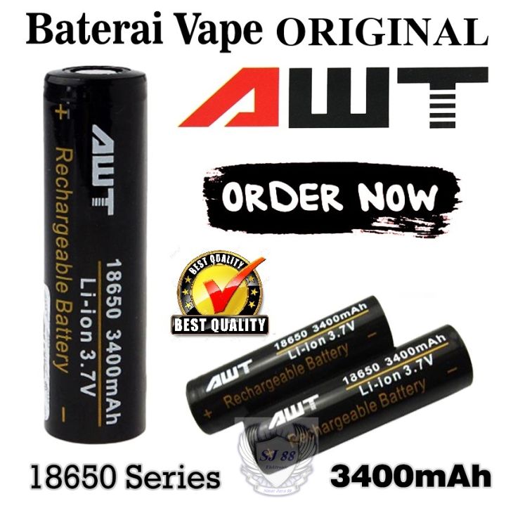 AWT Baterai 18650 3400Mah 3.7V - Hitam 2 PCS ASLI ORIGINAL | Lazada ...