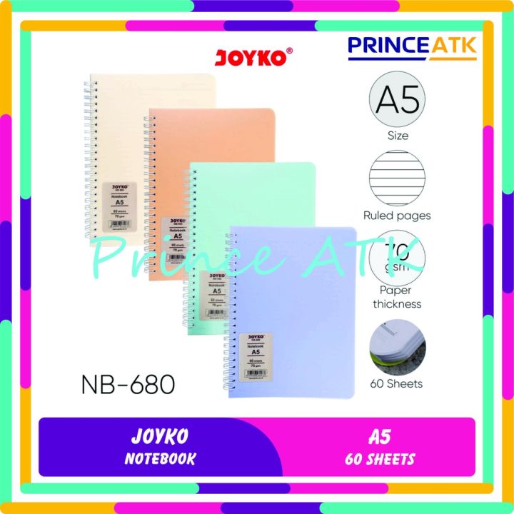 JOYKO RULED NOTEBOOK A5 / BUKU CATATAN BERGARIS NB-680 60 SHEETS ...