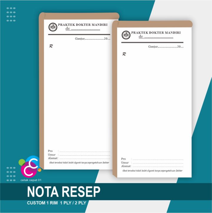 Custom Cetak Blangko Buku Nota Resep Pemeriksaan/Nota Pemeriksaan ...