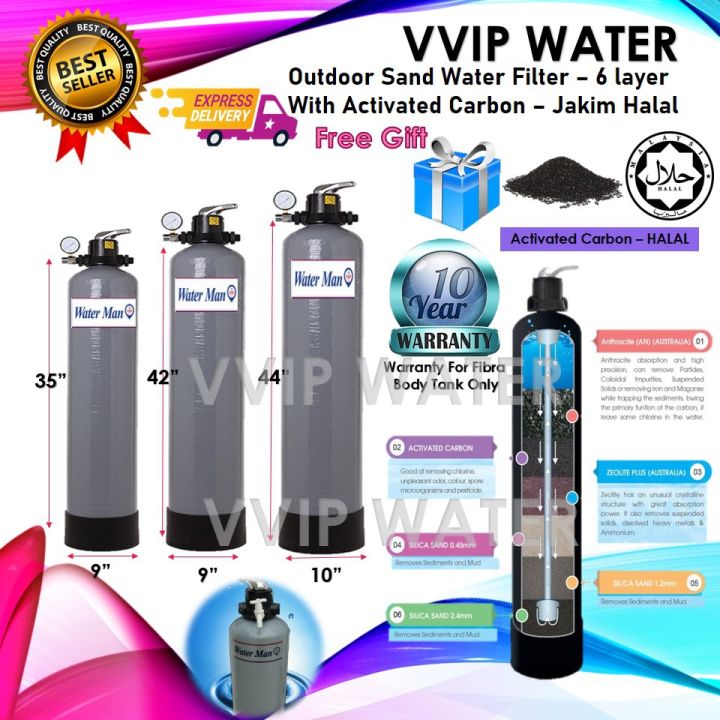 WATERMAN Outdoor Sand Water Filter 6 Layer With Halal Activeted Carbon ...