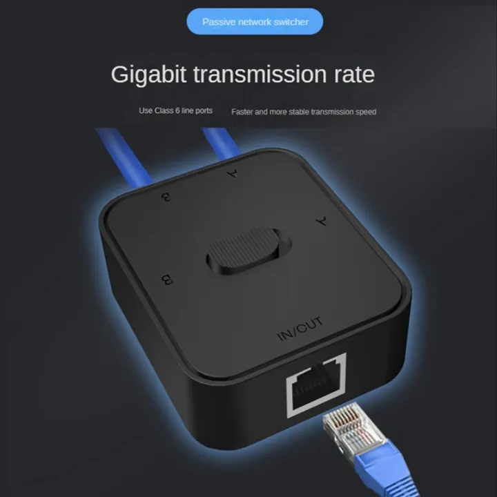 2 Port RJ45 LAN CAT6 Network Switch Selector 1000Mbps 2 in 1 Out/1 in 2 ...