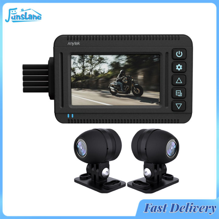 FunsLane S30 Dual 2K Motorcycle Camera Recorder 3-Axis Gravity Sensor Clear Night Vision Camera ...