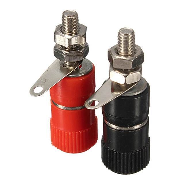 1Set Red + Black Binding Post Plug Connectors Banana Socket Plug ...