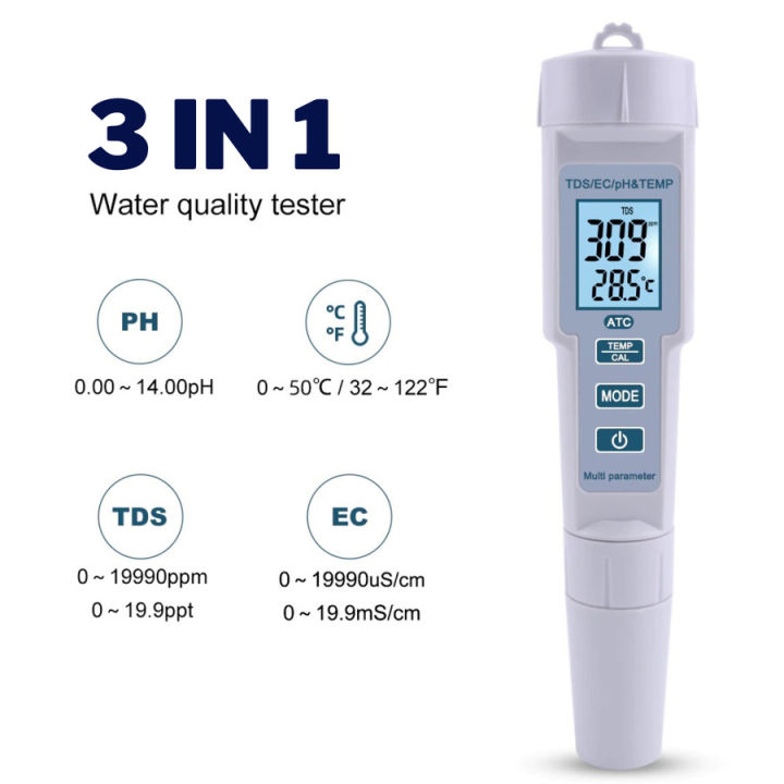 Alat Ukur Kualitas Air Digital 3 in 1 PH TDS Temperature Meter Digital | Lazada Indonesia