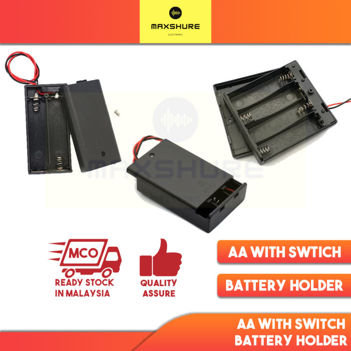 [MaxShure] AA Battery Holder with Case & Switch 2 / 3 / 4 Slots Battery ...
